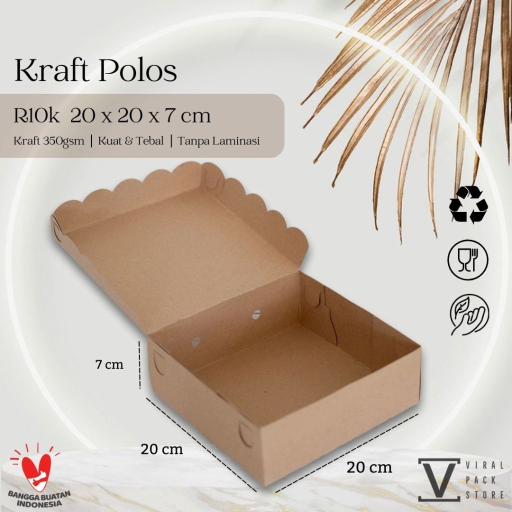 Jual Kotak Nasi 20x20 R10k KRAFT Polos Box Nasi Coklat Kraf Murah ...