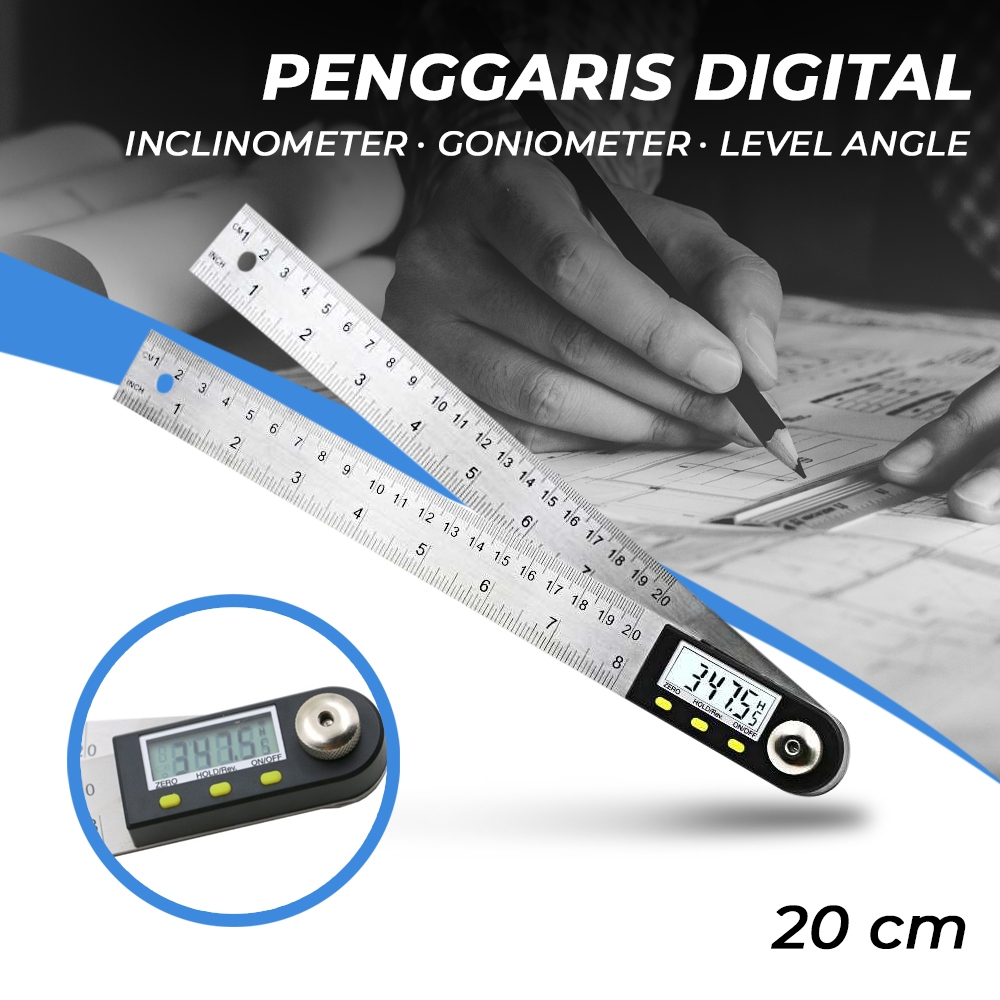 Jual Penggaris Bujur Digital 20 cm Alat Ukur Sudut Kemiringan level ...