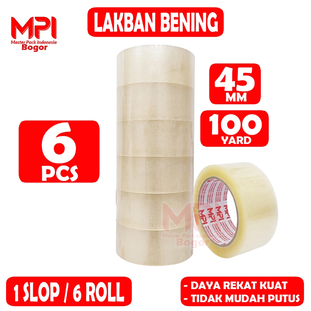 Jual 1 SLOP (6 PCS) - Lakban Bening Tebal MPI 45 mm x 100 yard - Lakban ...