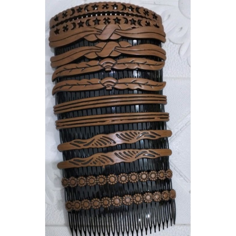 Jual Sirkam kayu/sirkam rambut motif kayu warna coklat isi 12 pcs ...