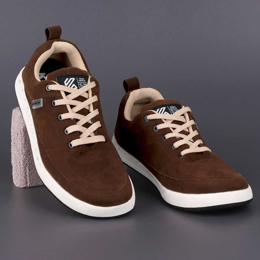 Jual EVO BROWN - Sepatu Sneakers Pria Casual Distro Man Shoes Suede ...