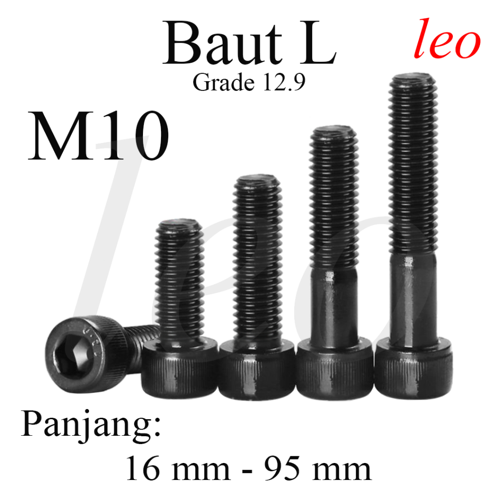 Jual Baut L M10 Panjang 16 - 95 mm Grade 12.9 Hex Socket Head Cap Screw ...