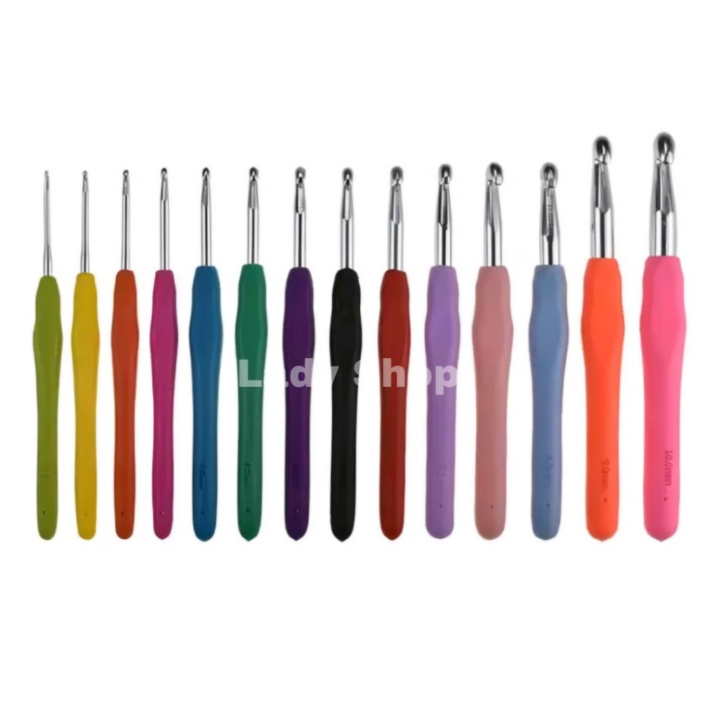 Jual Alat Rajut Jarum Rajut Hakpen Rajut Gagang Karet 1 Set Isi 14 Pcs ...