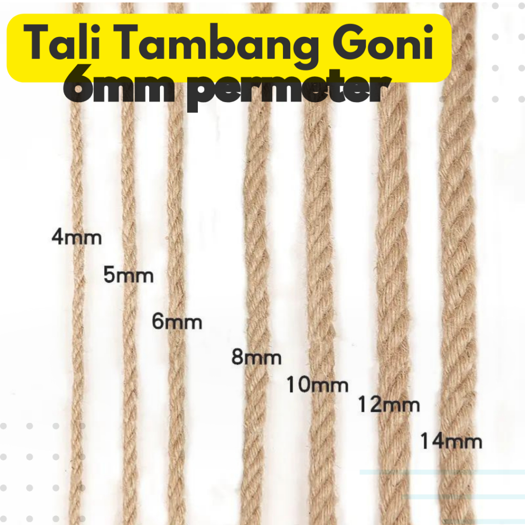 Jual Tali Tambang Goni Meteran 4mm 6mm 8mm 10mm 12mm Tali Garukan ...