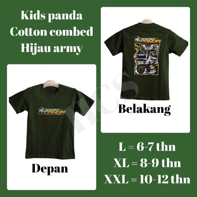 Jual kaos hijau army/kids panda warna/kaos anak tanggung/bis panda ...