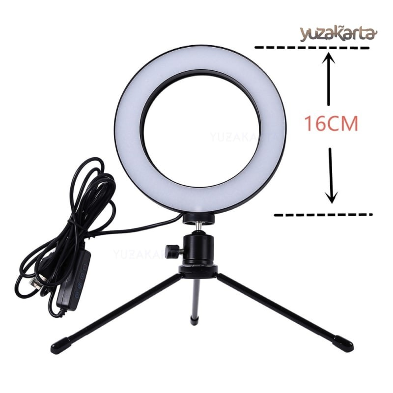 Jual Lampu Lightning Terang Ring Light LED Kamera 8W 6 Inch + Mini ...