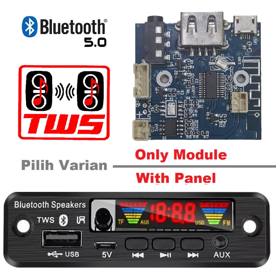 Jual KIT MODUL Bluetooth 5.0 TWS MP3 USB loseless PLAYER FM Radio ...
