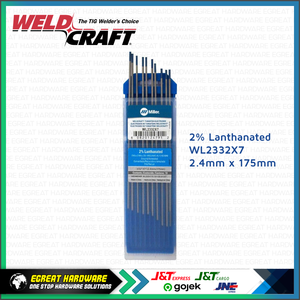 Jual Weldcraft WL2332X7 WL20 2.4mm x 175mm 2% Lanthanated Tungsten ...