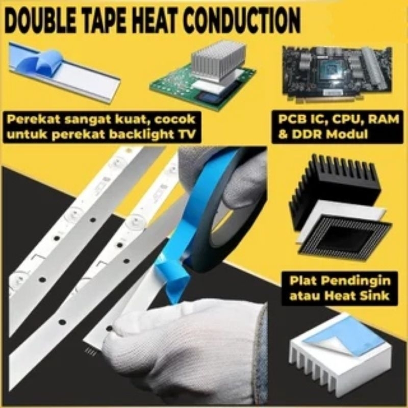 Jual Double Tape Heat Conduction Biru 10 mm 25 meter Multi fungsi Lem ...