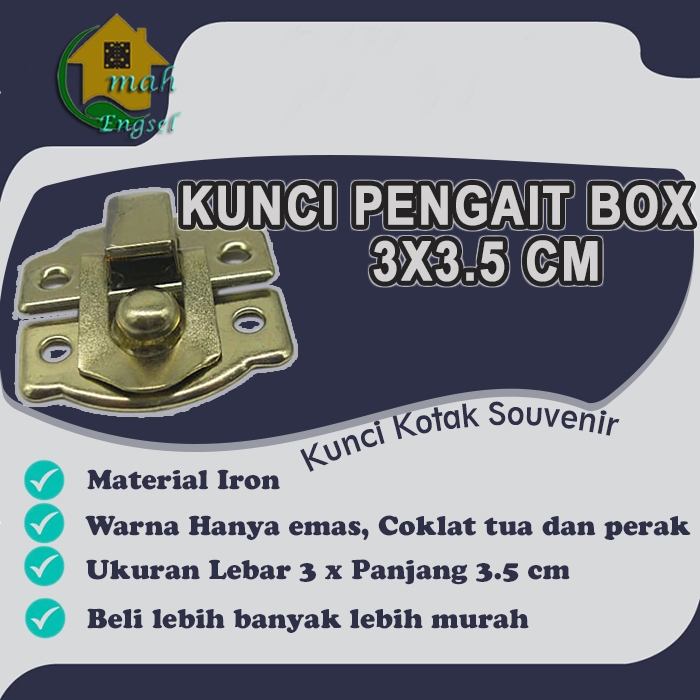Jual Kunci pengait box 30 x 33mm / kunci kotak souvenir / gembok dus A8 ...