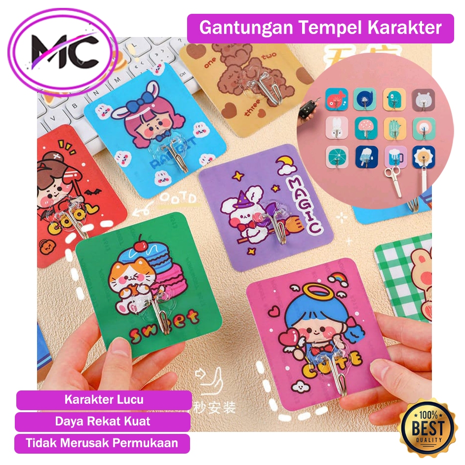 Jual Gantungan Tempel Dinding Karakter Sticker Hook Kuat Stiker ...