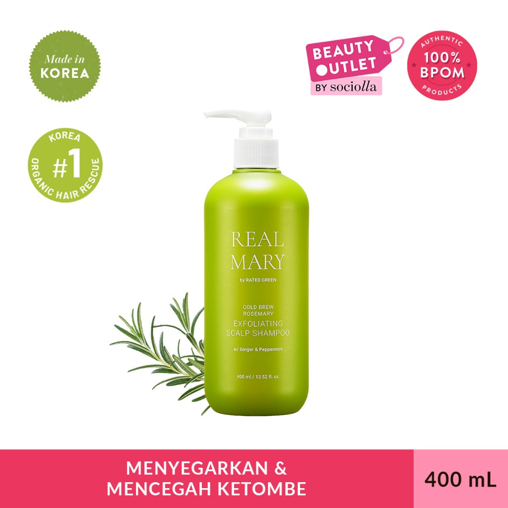 Jual Rated Green Real Mary Exfoliating Scalp Shampoo - size: 400 ml ...