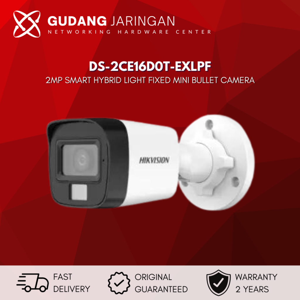 Jual DS-2CE16D0T-EXLPF HIKVISION 2MP Smart Hybrid Light Fixed Mini Bullet Camera | Shopee Indonesia