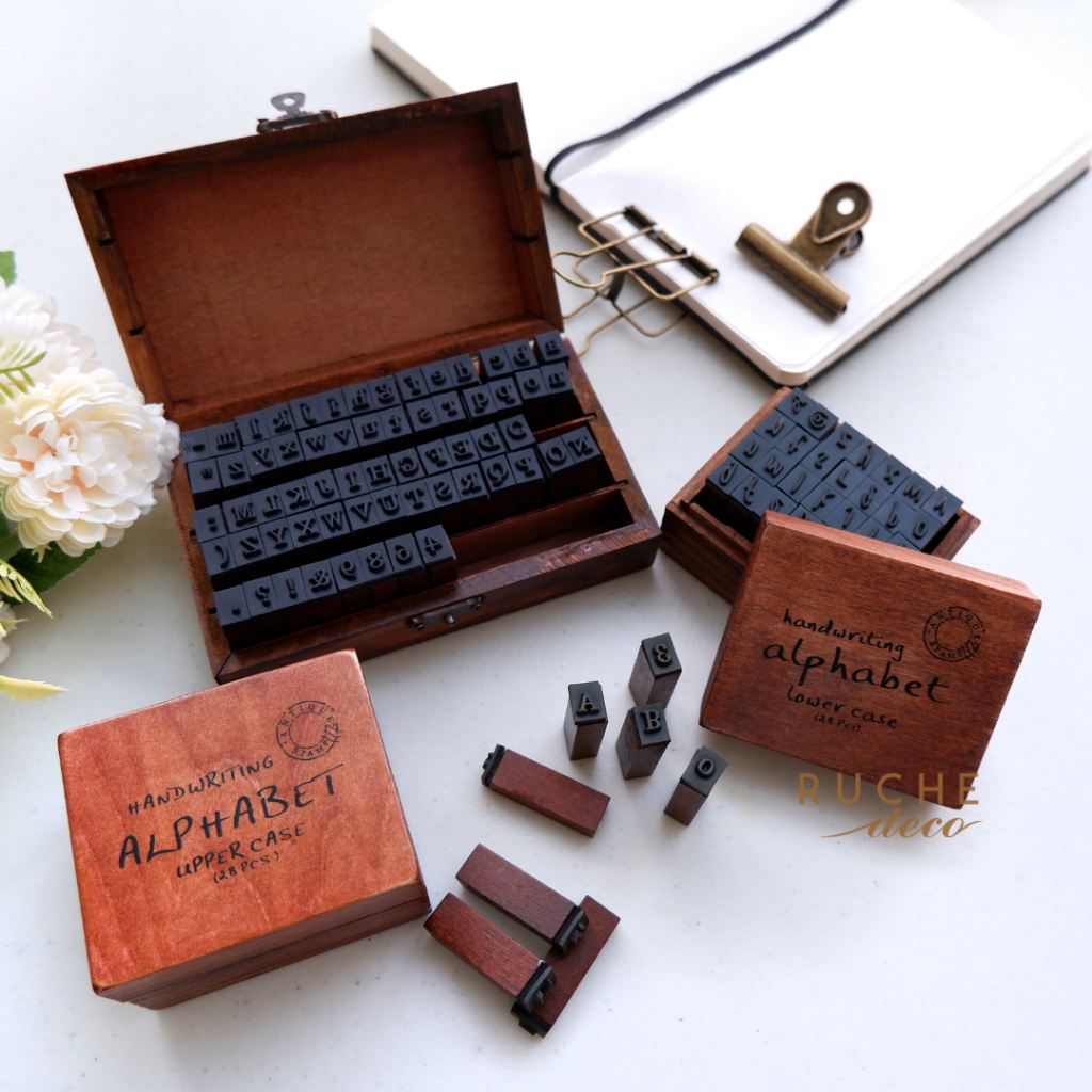 Jual RUCHE DECO - Alphabeth Stamp / Vintage wooden box alphabet number ...