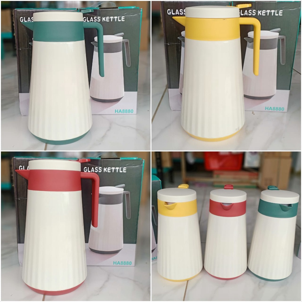 Jual B ( B0072 ) TEKO 1000 ML TERMOS AIR PANAS KACA LUAR PLASTIK TAHAN ...