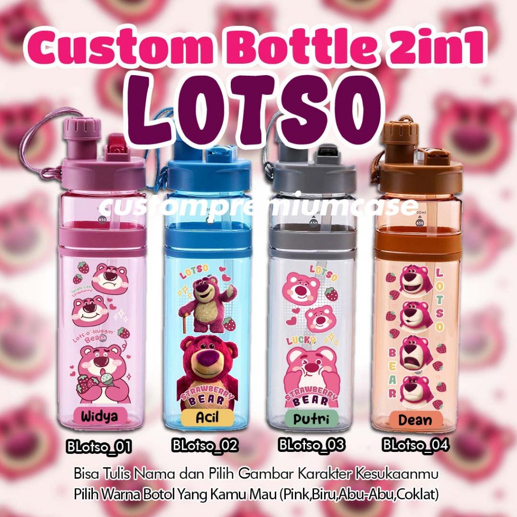 Jual BOTOL MINUM CUSTOM - Botol 2 In 1 - Teguk & Sedot - DESAIN KARTUN LUCU BERUANG BEAR PINK ...