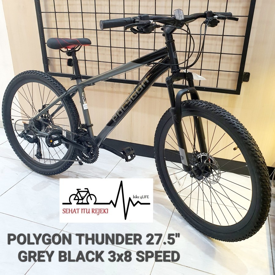 Jual SEPEDA MTB POLYGON THUNDER GREY BLACK 3x8 SPEED 27.5" | Shopee ...