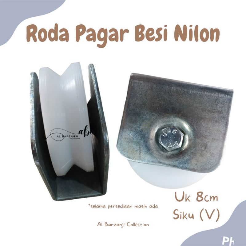 Jual Roda Pagar Besi Nilon 8 cm | Rel Siku (V) | Plat Tebal Anti Karat ...
