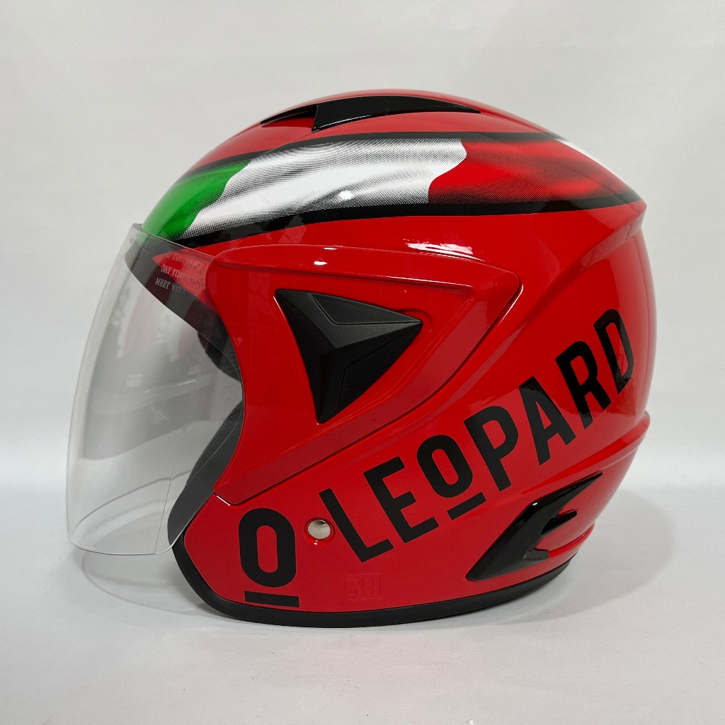 Jual Helm JP 13 Leopard (Hitam) Merah Glossy - Helem Helmet SNI Dewasa ...