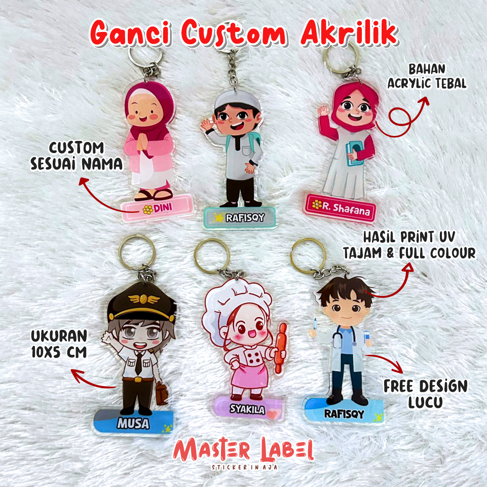 Jual Gantungan Kunci Akrilik UK 10X5cm Ganci Custom Ganci Custom nama ...