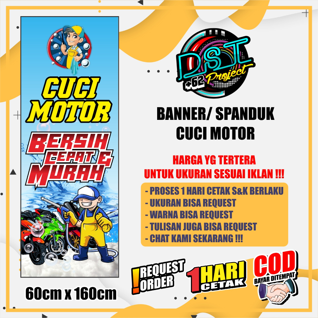 Jual BANNER / SPANDUK STEAM MOTOR CUCI MOTOR 60 x 160 | Shopee Indonesia