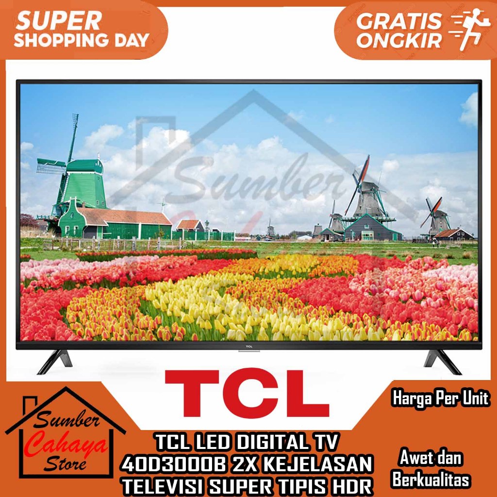 Jual [Instan] TV LED TCL 40 Inch 40D3000B Digital TIVI Full HD DOLBY AUDIO DISPLAY TELEVISI ...