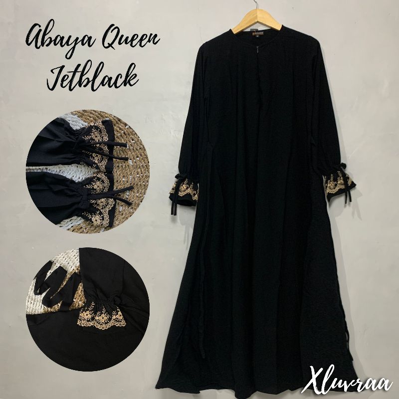 Jual Abaya Queen Jetblack S-XXL Gamis Hitam Pekat | Gamis Syar'i Renda ...
