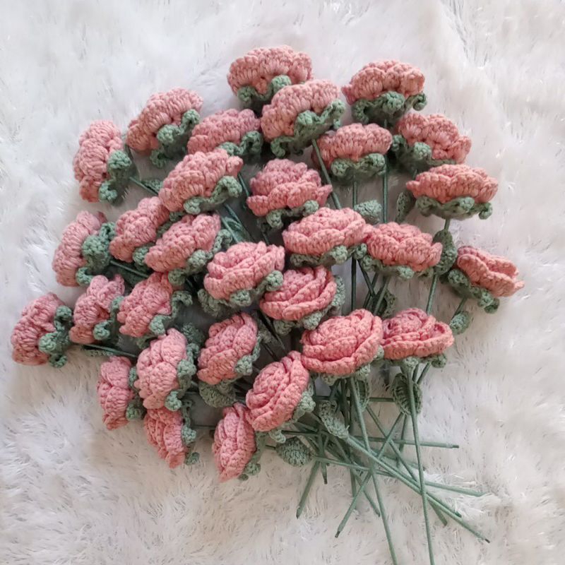 Jual bunga mawar rajut | Shopee Indonesia