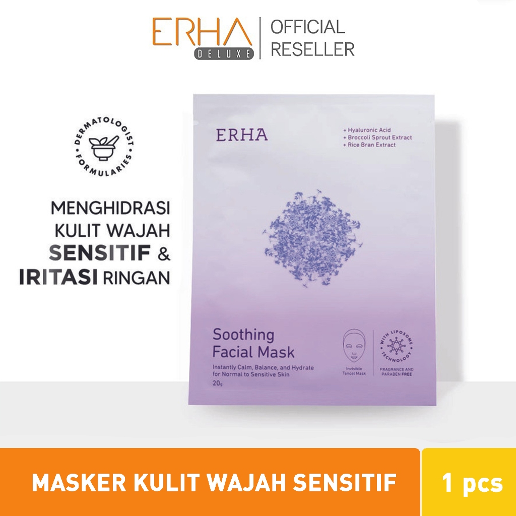 Jual ERHA Masker Wajah Sensitif - Soothing Facial Mask + Hyaluronic ...
