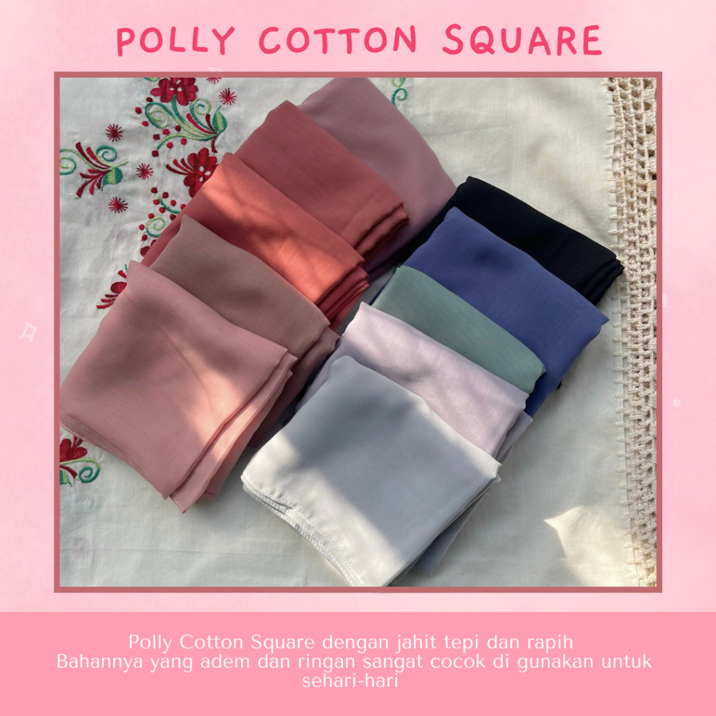 Jual HIJAB POLLY COTTON SQUARE/SEGI EMPAT (JAHIT TEPI) | Shopee Indonesia