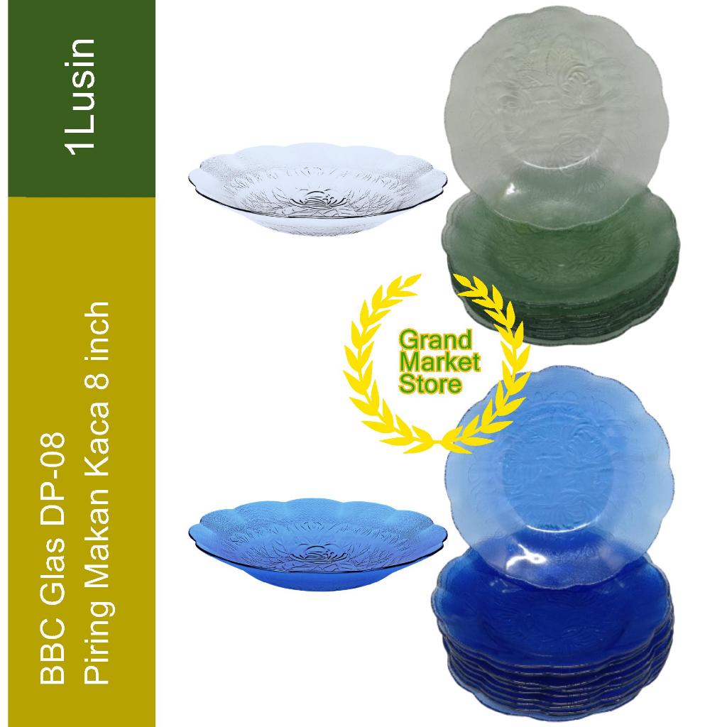 Jual 1 Lusin Piring Kaca Piring Makan Kaca Beling Piring 8 Inch BBC DP ...