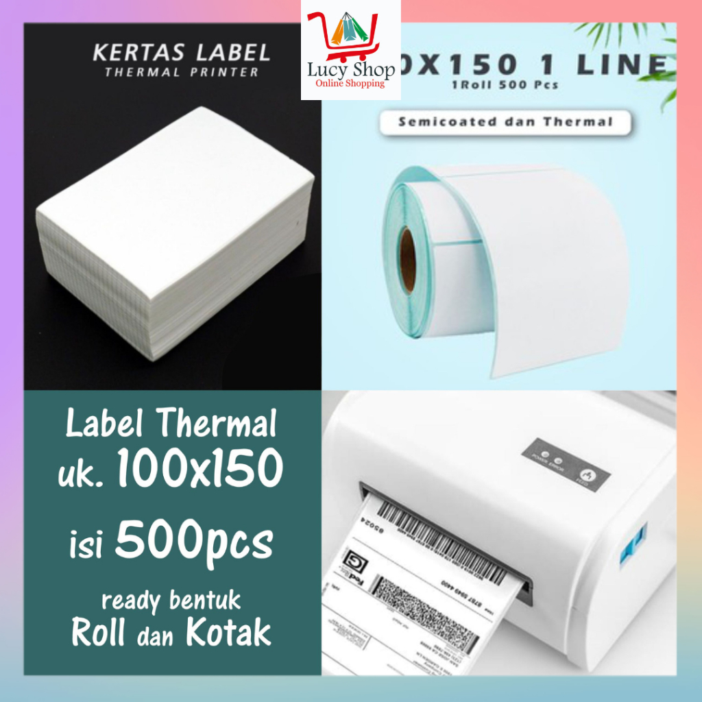 Jual LABEL BARCODE 100X 50mm ISI 500pcs DIRECT THERMAL STICKER RESI PRINTER KERTAS | Shopee ...