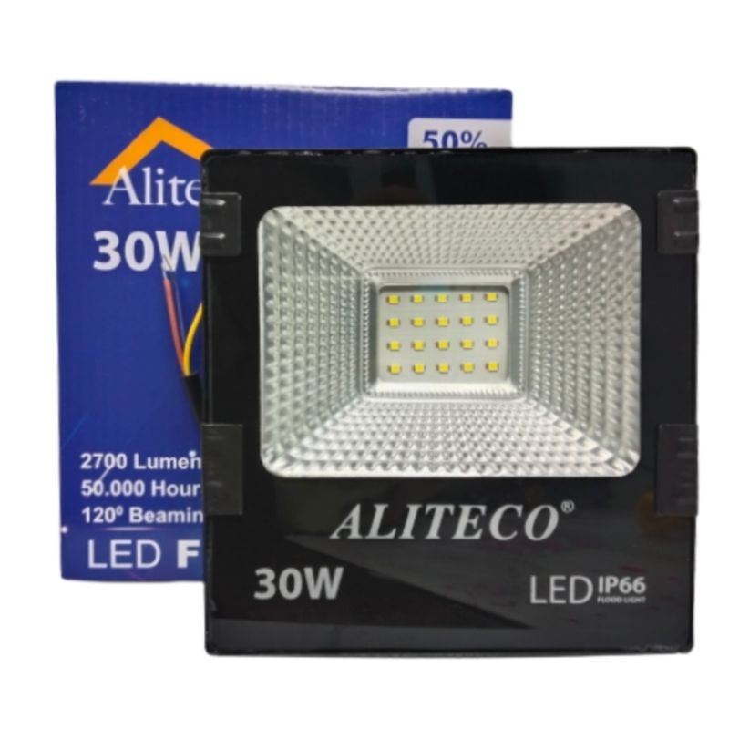 Jual Lampu Sorot / LED Flood Light 30W IP66 ALITECO Cahaya Kuning / Putih | Shopee Indonesia