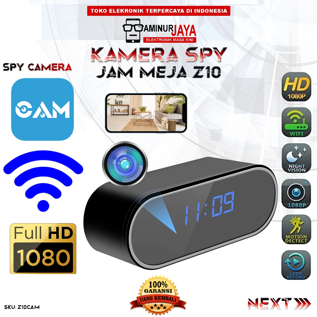 Jual IP Kamera Jam Meja Digital LED Z10 Wifi Hidden Spy Camera Alarm ...
