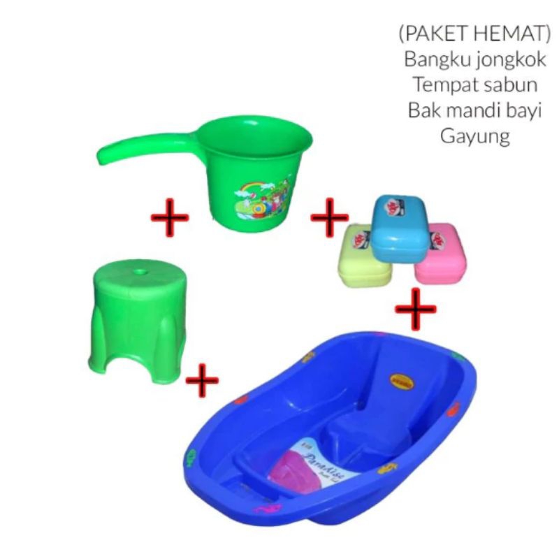 Jual paket hemat /bak mandi bayi/jongkok anak/gayung/kotak sabun ...