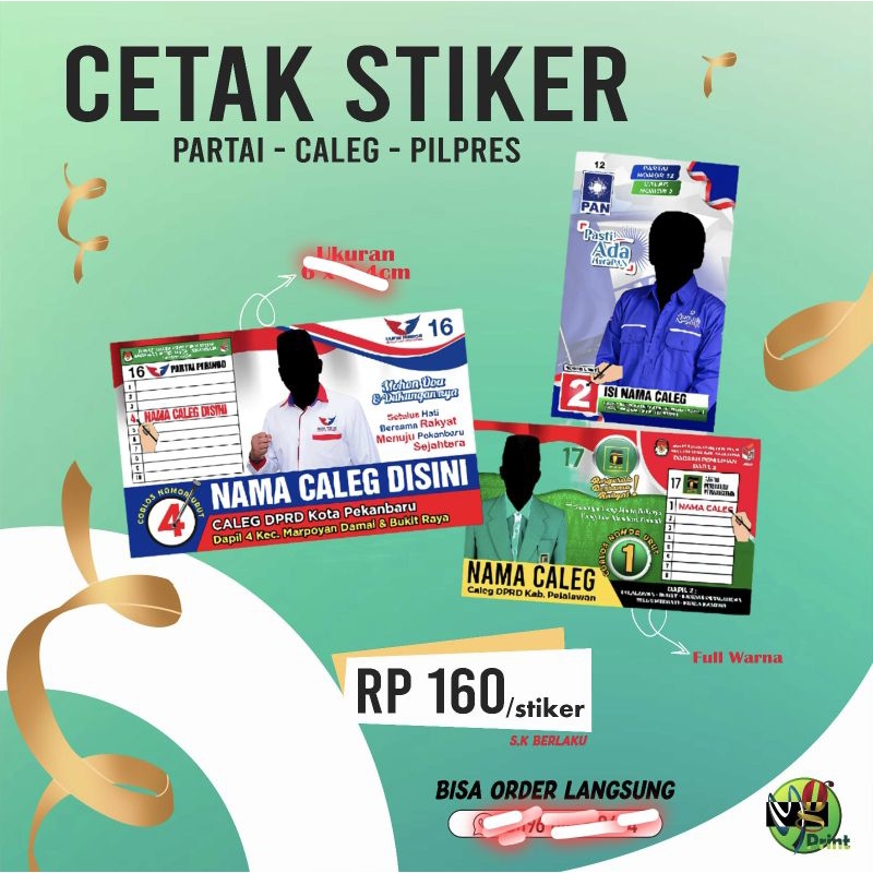 Jual CETAK STICKER CALEG / partai/ pemilu | Shopee Indonesia