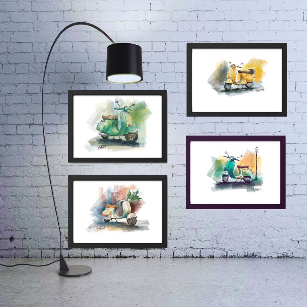 Jual Lukisan vespa vintage, lukisan aesthetic (digital printing + frame ... Jual Lukisan vespa vintage, lukisan aesthetic (digital printing + frame ...