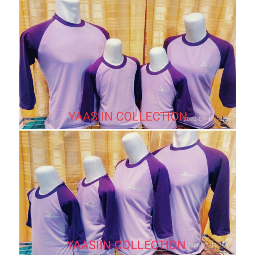 Jual Kaos polos raglan family ungu muda lengan ungu tua - harga satuan ...