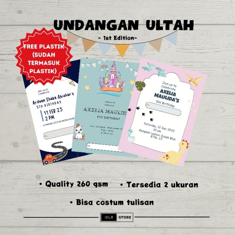 Jual Undangan Ulang Tahun Anak 1st Edition / Costum Undangan / Birthday ...
