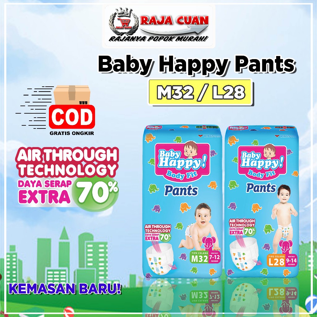 Jual Baby Happy Pants M32, L28 - Popok Celana | Shopee Indonesia