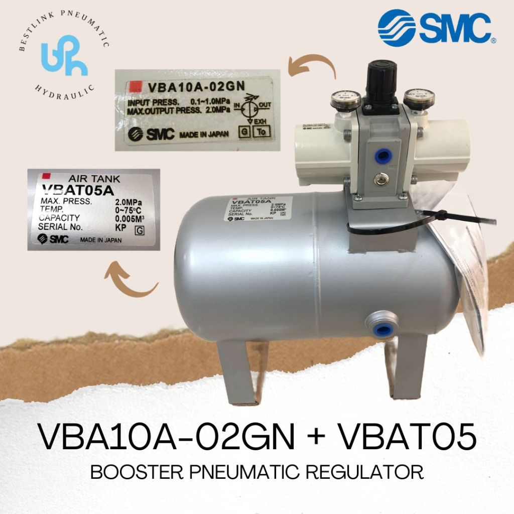 Jual SMC BOOSTER PNEUMATIC REGULATOR VBA10A-02GN WITH VBAT05 AIR TANK | Shopee Indonesia