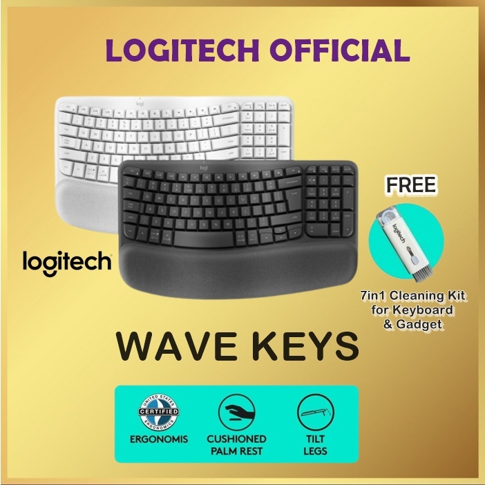 Jual Logitech Wave Keys Keyboard Ergonomic Wireless Bluetooth And Palm