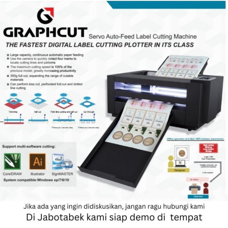 Jual mesin cutting auto feeder / label cutting plotter GRAPHCUT ...