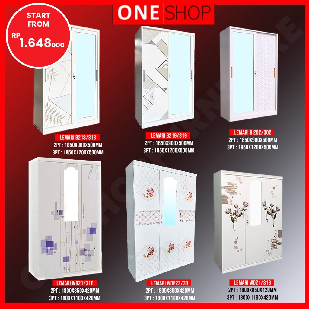 Jual Lemari Baju Besi - Lemari Pakaian Besi Sliding / 2 Pintu / 3 Pintu | Shopee Indonesia