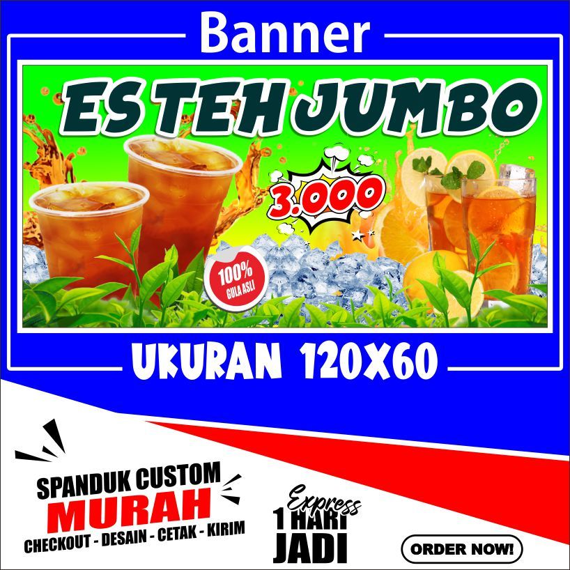 Jual SPANDUK ES TEH JUMBO, BANNER ES TEH JUMBO, UKURAN 120X60 cm COD ...