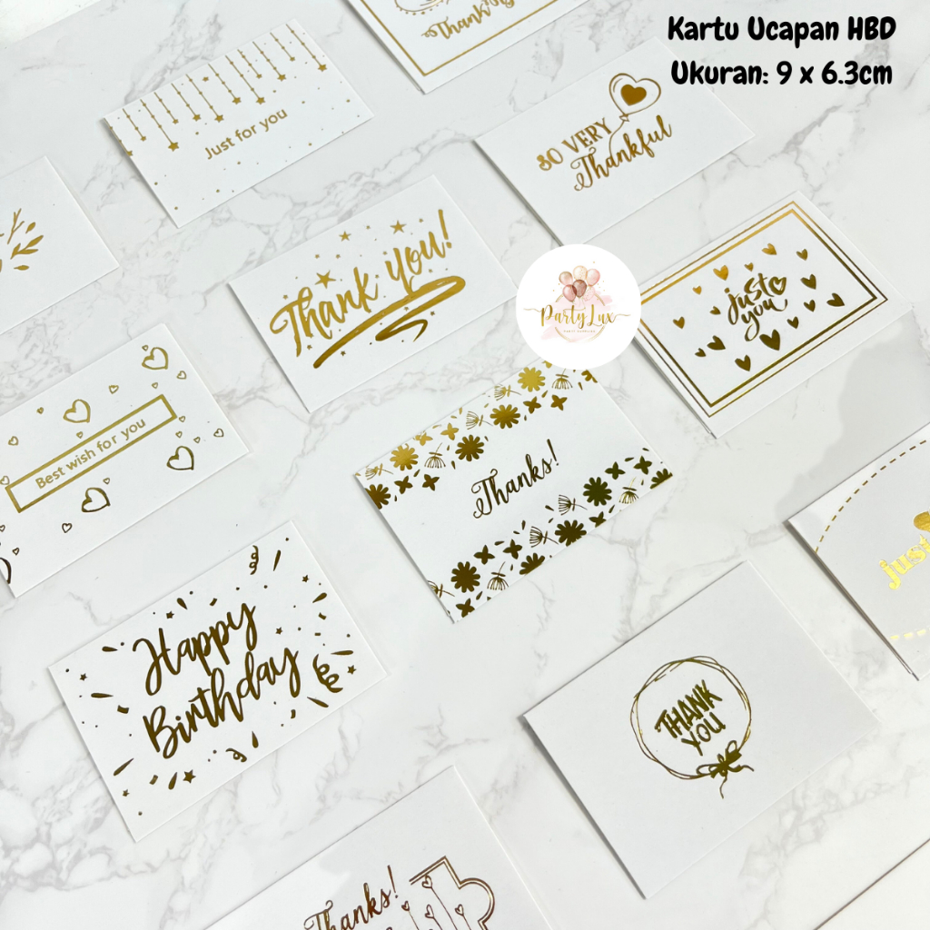 Jual Kartu Ucapan Putih Gold Aesthetic / Greeting Card Estetik / Happy ...