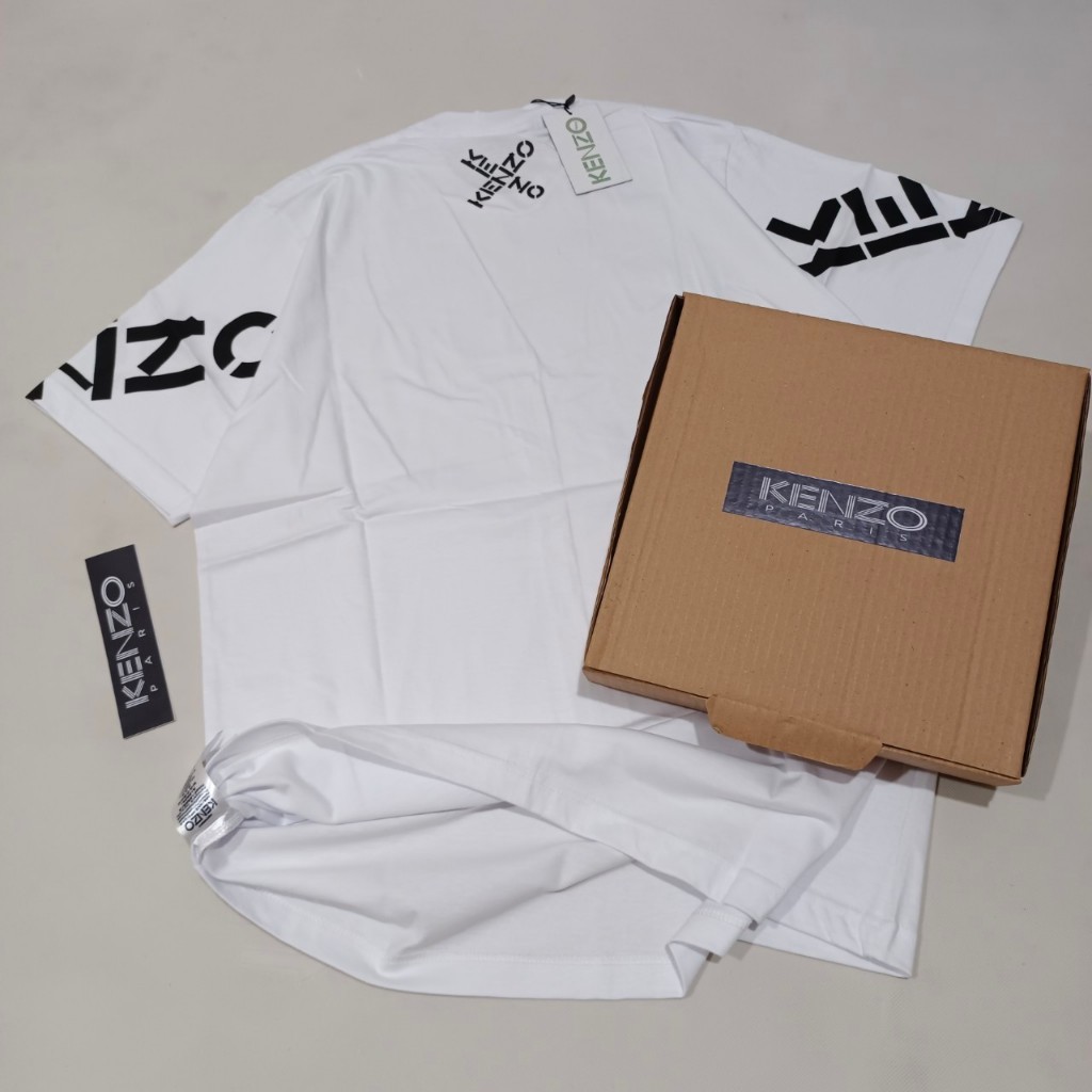 Jual Baju Kaos Pria Kenzo Hand Logo Cross Putih | Shopee Indonesia