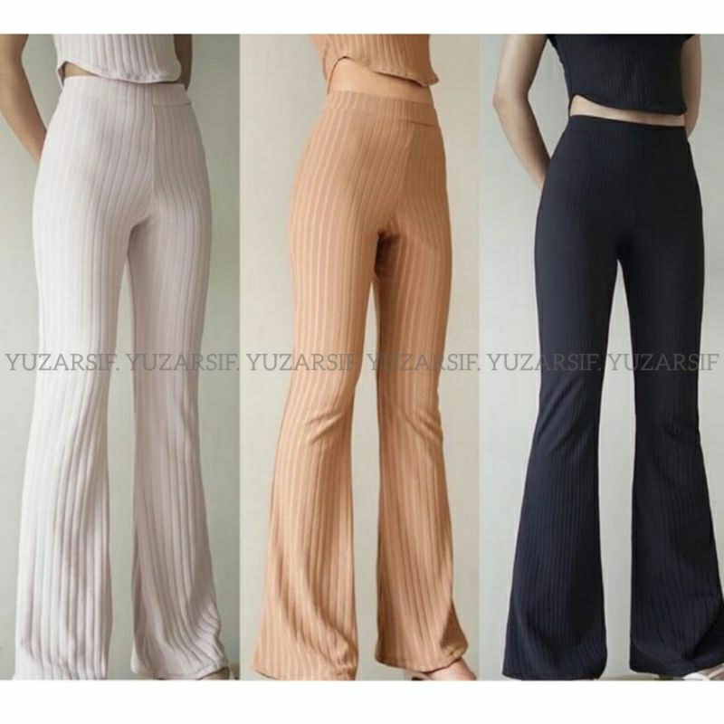 Jual Celana Cutbray Wanita High Waist Knit | Shopee Indonesia