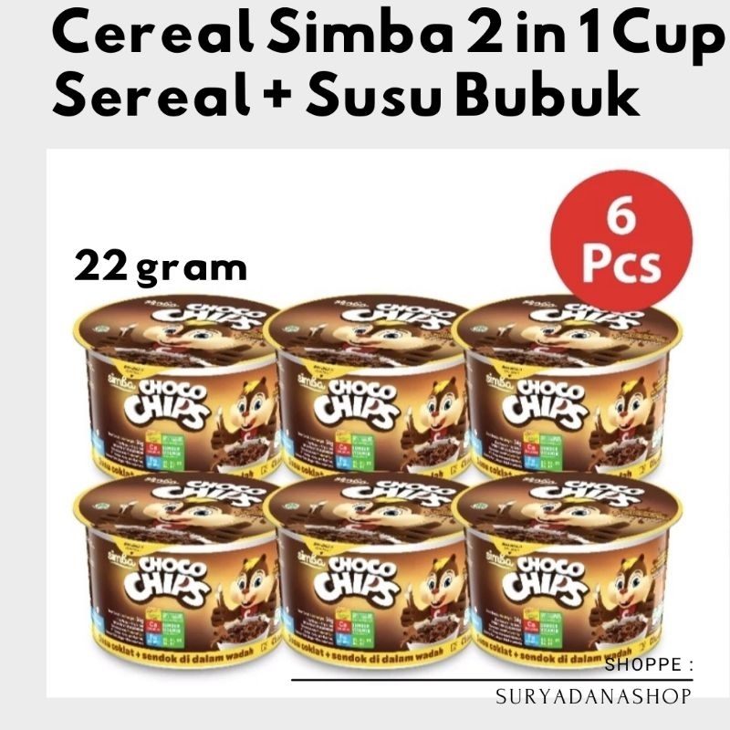 Jual Simba Sereal 2in 1 Choco chip - 6 Cup 22 gram (1 pack) | Shopee ...