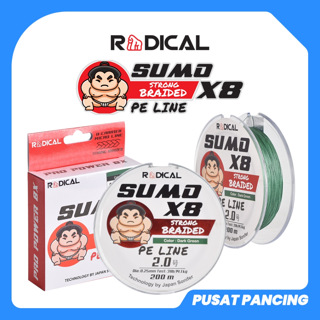 Jual PUSATPANCING5 - Senar Pancing Radical Sumo X8 200M Tali Pancing PE ...